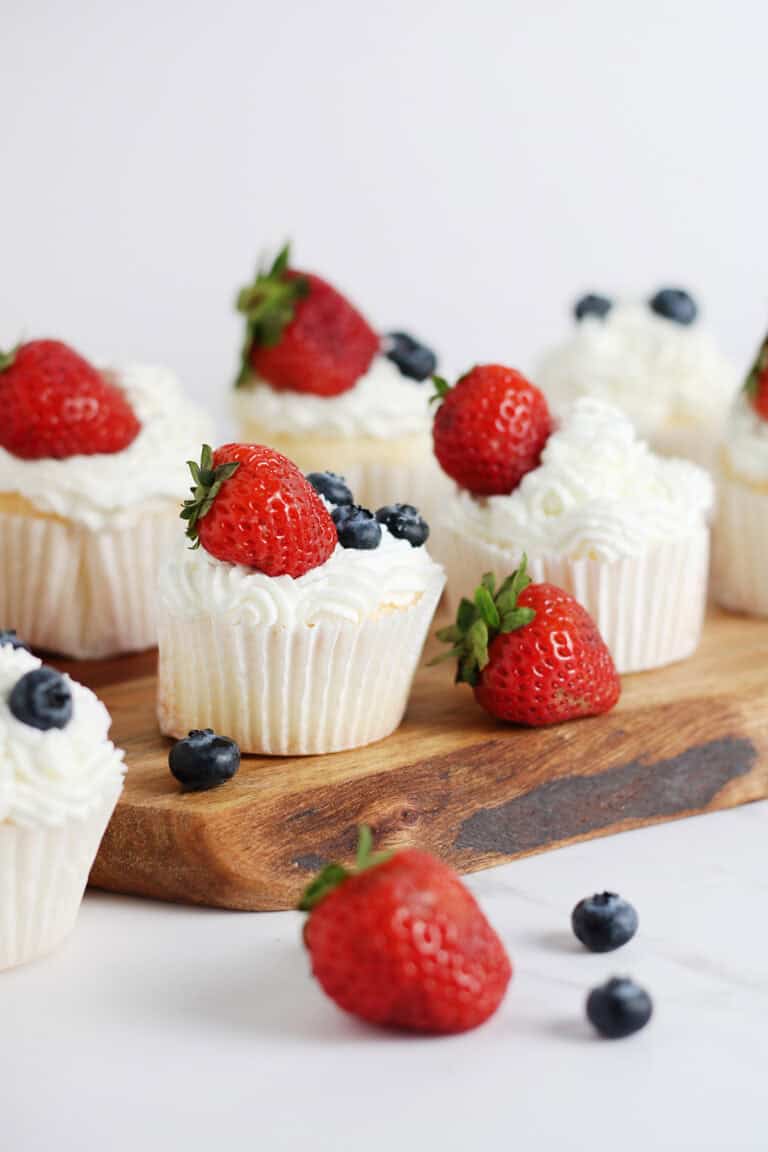 Airy Angel Food Cupcakes 5 Ingredients (Includes Frosting!)