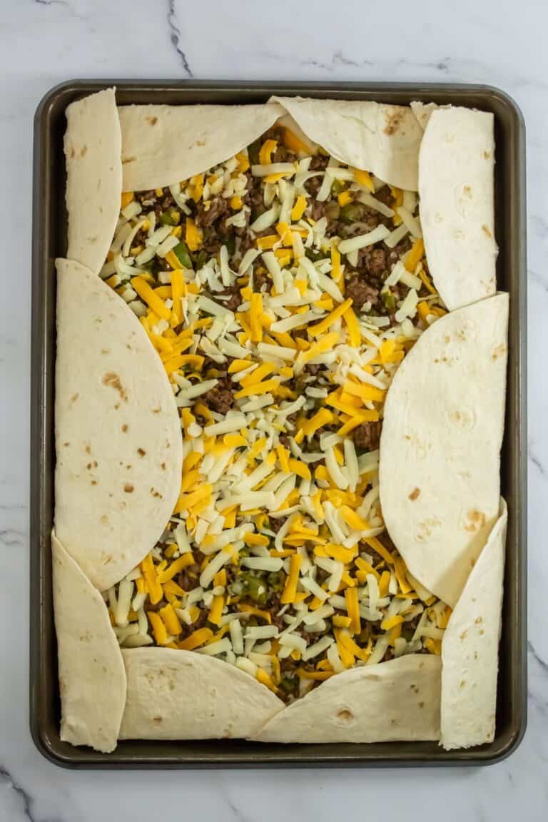 Simple Sheet Pan Quesadillas Cheesy And Beefy