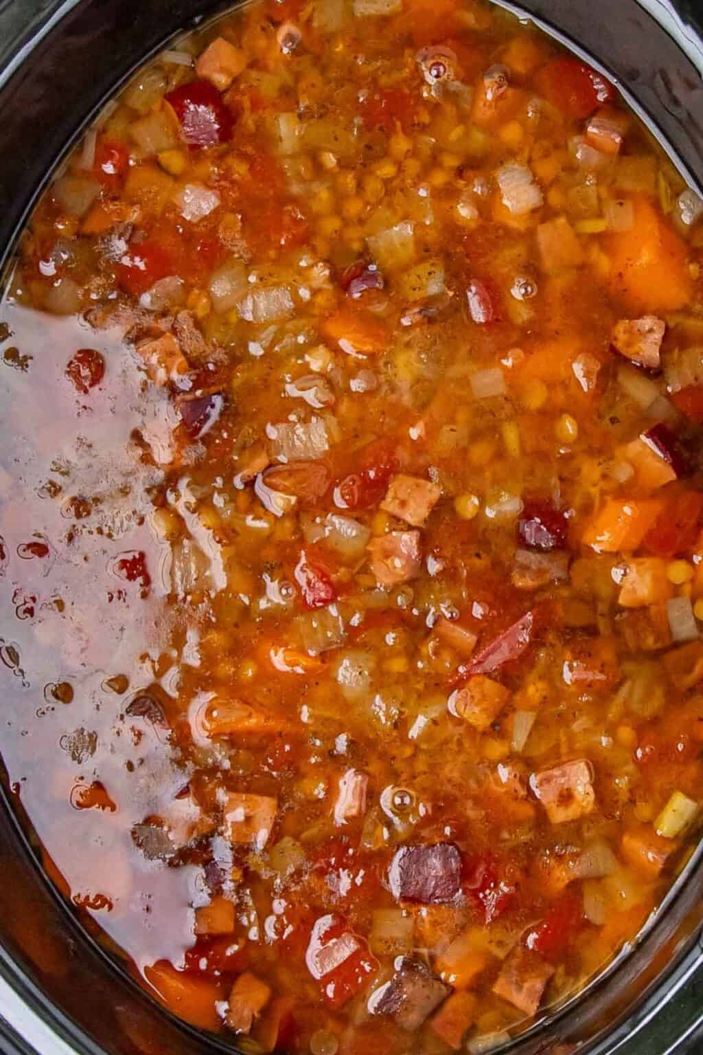 Hands-Off Lentil Ham Soup Slow Cooker Recipe